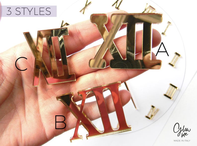 ROMAN B - Set of 12 Acrylicroman Numerals for Clock Making - Self ...