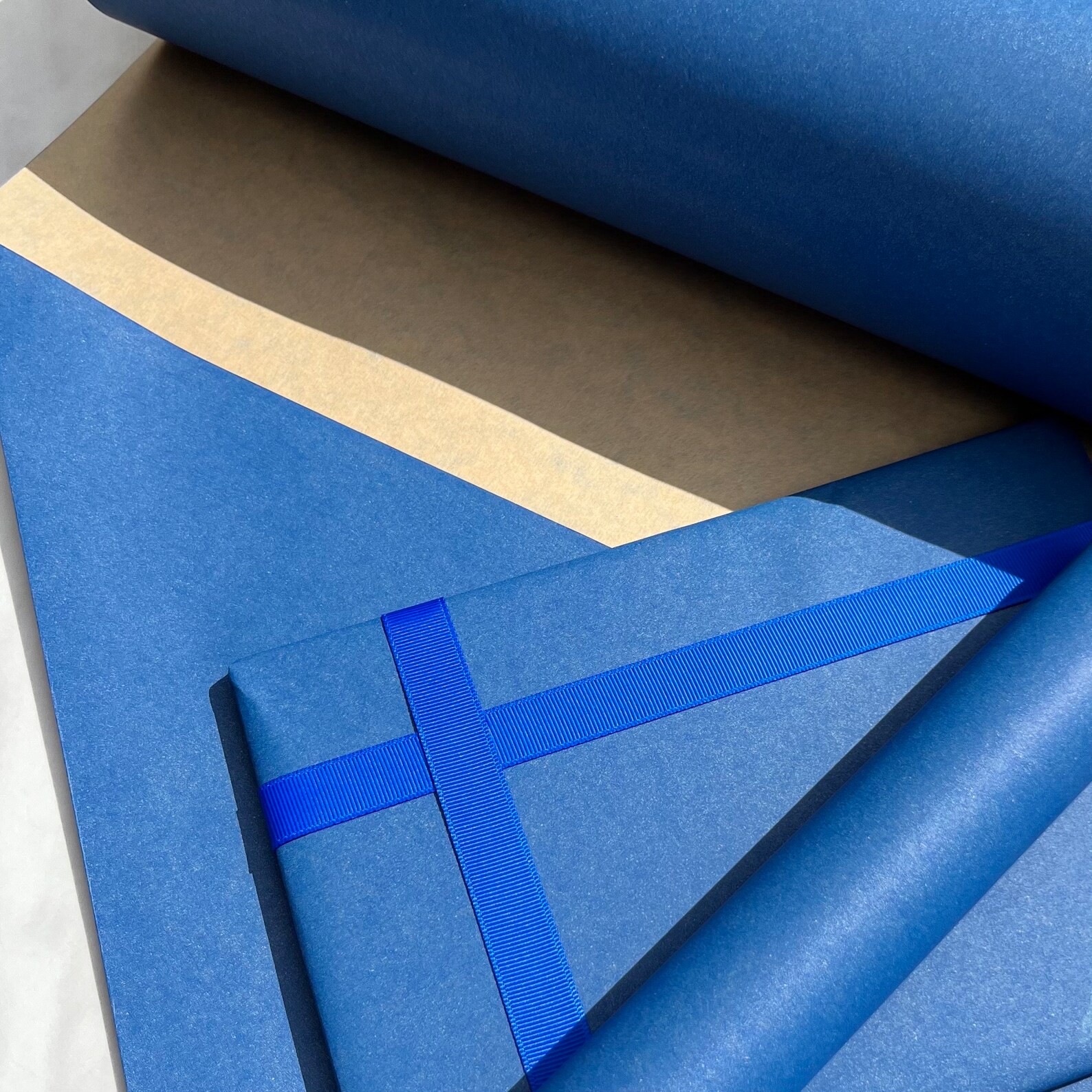 Wrapping Paper Marino Blue 50CM Wide Eco Friendly, 100% Recycled Kraft ...