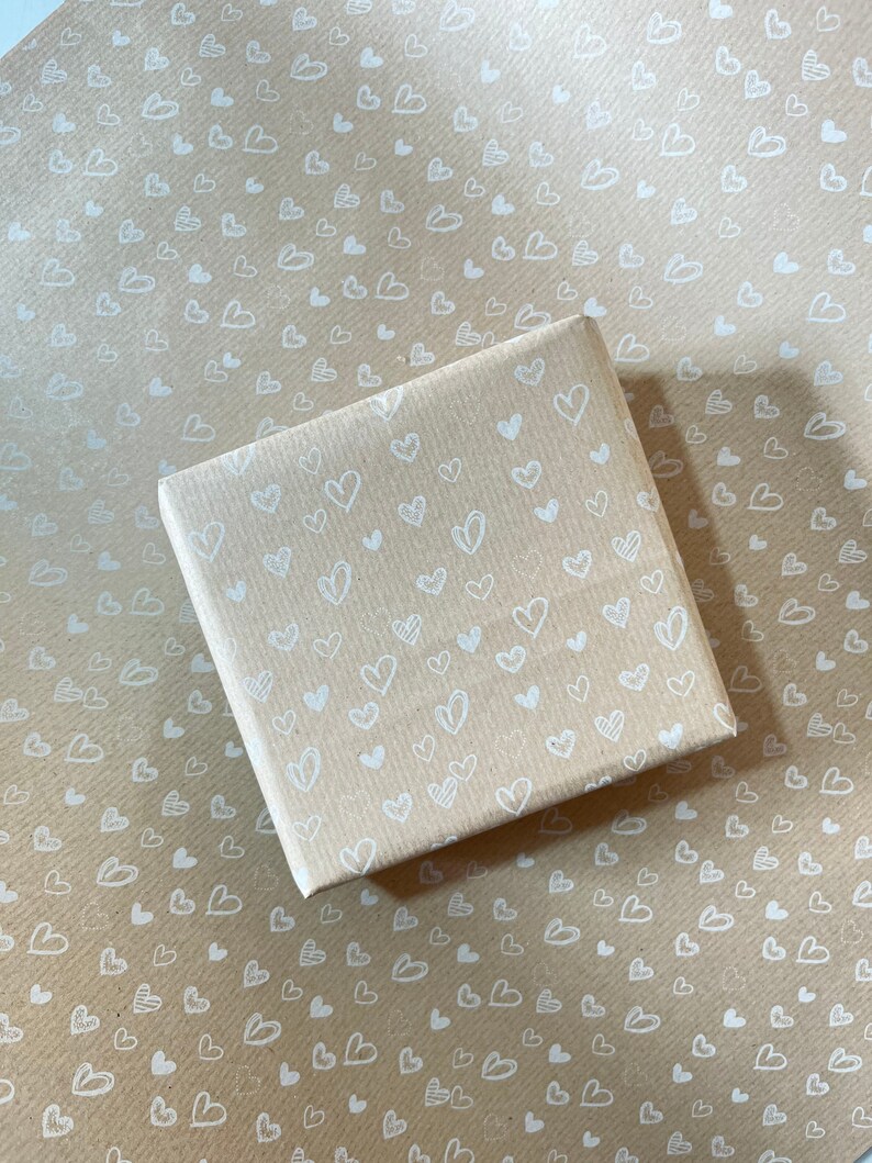 Wrapping Paper White Hearts Print 50CM Wide Eco Friendly, 100% Recycled ...