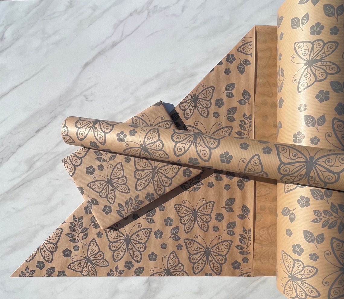 Wrapping Paper Evie Grey 50CM Wide Eco Friendly, 100% Recycled Kraft ...