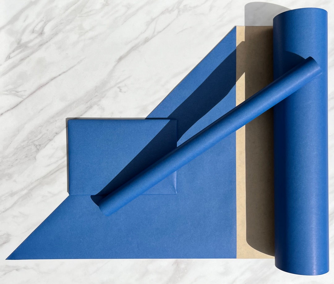Wrapping Paper Marino Blue 50CM Wide Eco Friendly, 100% Recycled Kraft ...