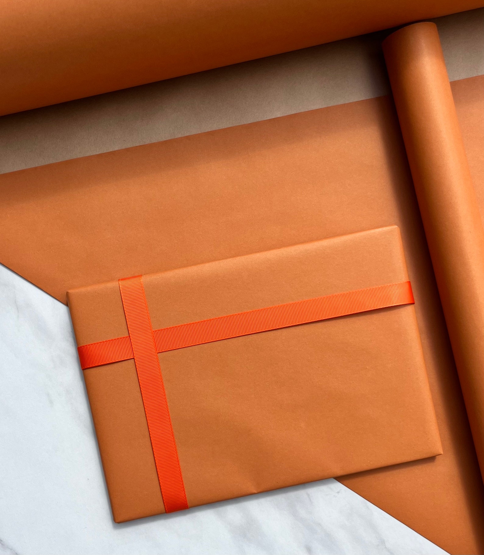 Wrapping Paper Tango Orange 50CM Wide Eco Friendly, 100% Recycled Kraft ...