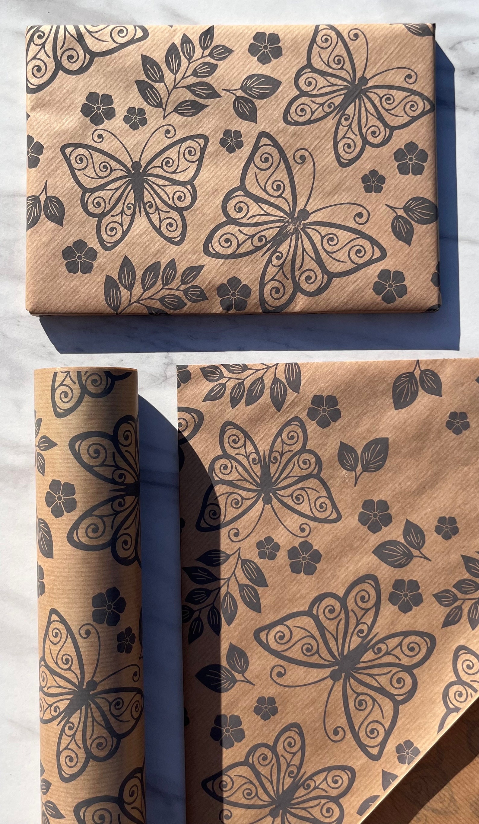 Wrapping Paper Evie Grey 50CM Wide Eco Friendly, 100% Recycled Kraft ...