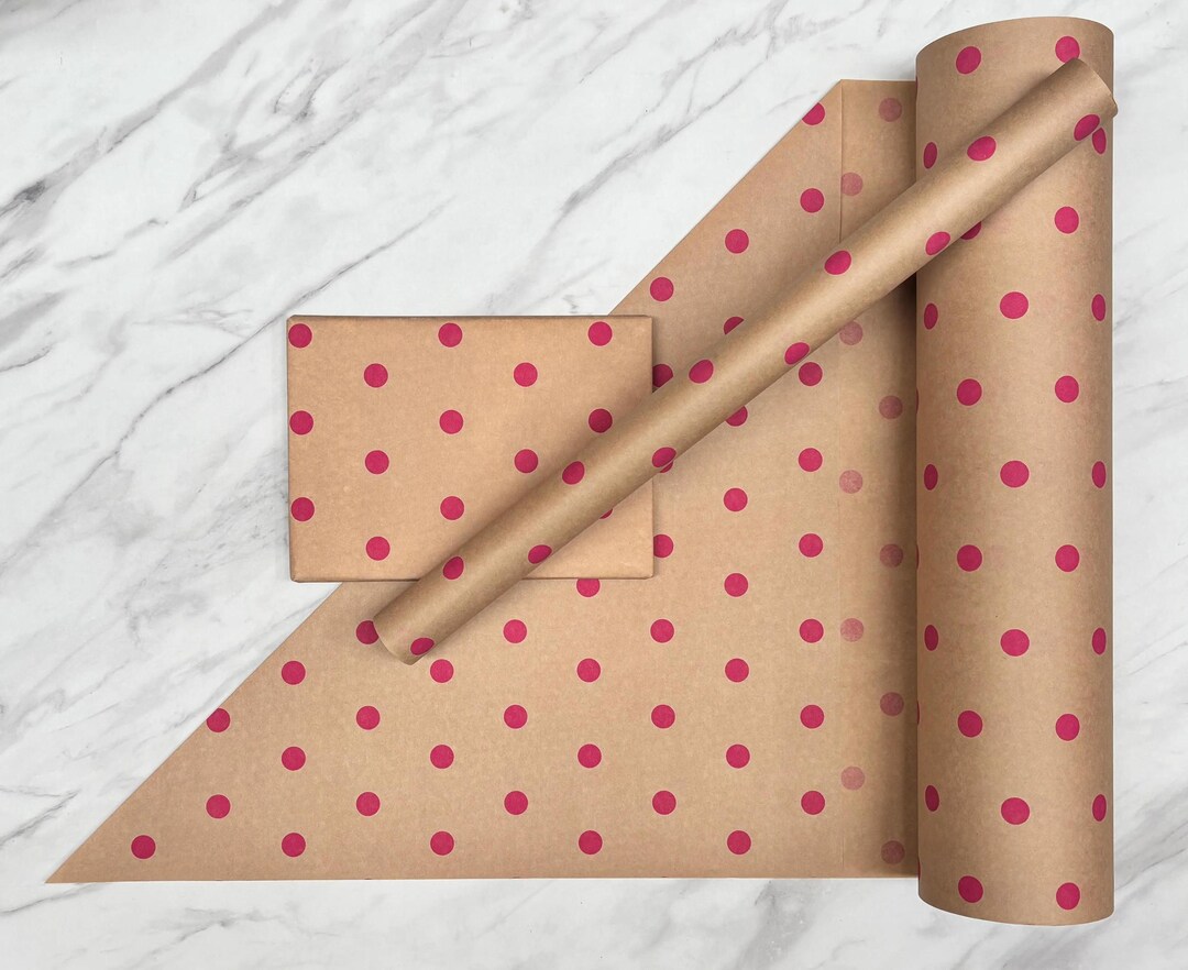 Wrapping Paper Hot Pink Spots 50CM Wide Eco Friendly, 100% Recycled ...