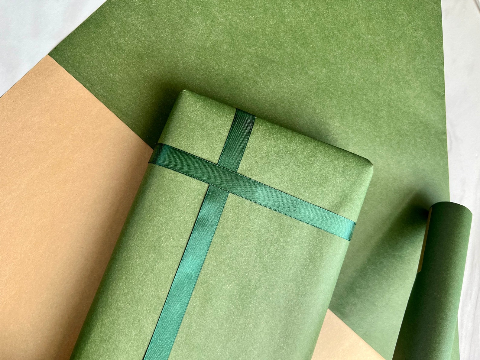 Wrapping Paper Matt Green - 50cm Wide, Eco-friendly, 100% Recycled ...