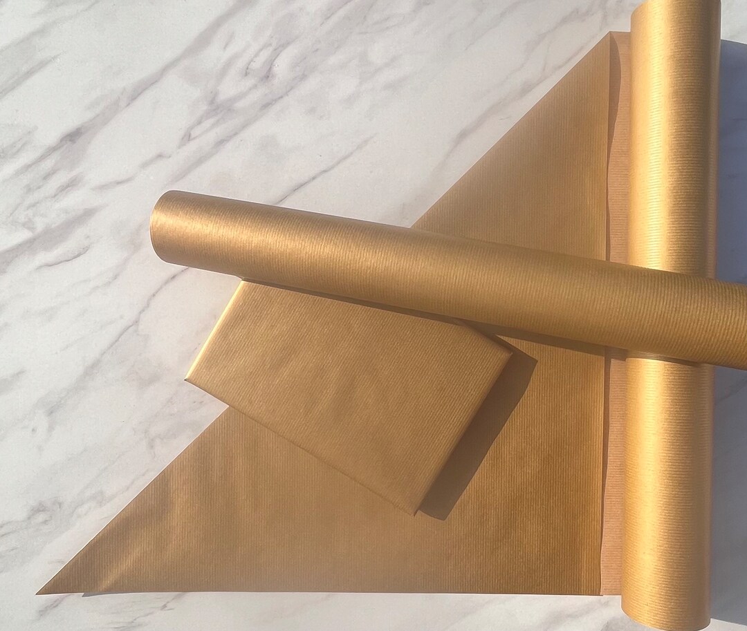 Wrapping Paper Metallic Gold Lined 50CM Wide Eco Friendly, 100% ...