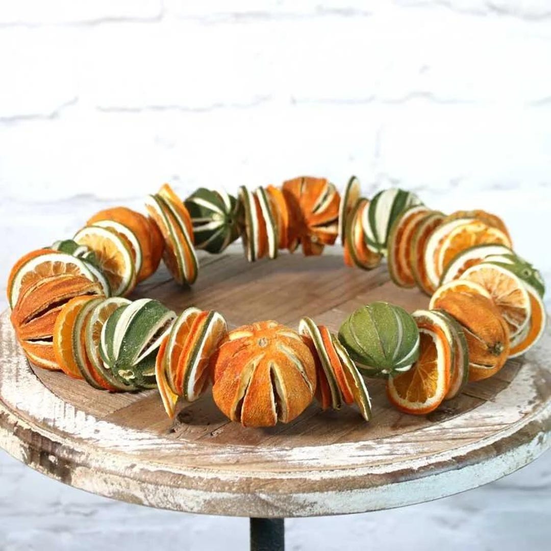 Handmade Natural Christmas Wreath - 26cm Dried Orange & Lime Ring - Etsy