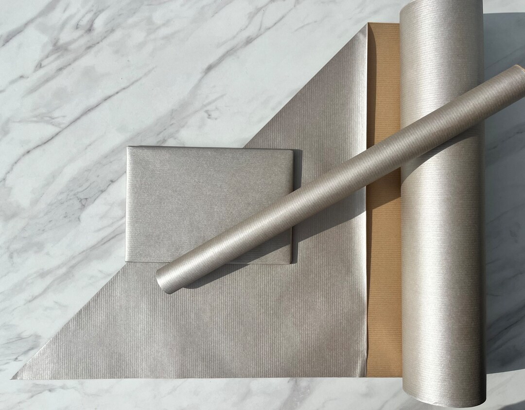 Wrapping Paper Metallic Silver Lined 50CM Wide Eco Friendly, 100% ...