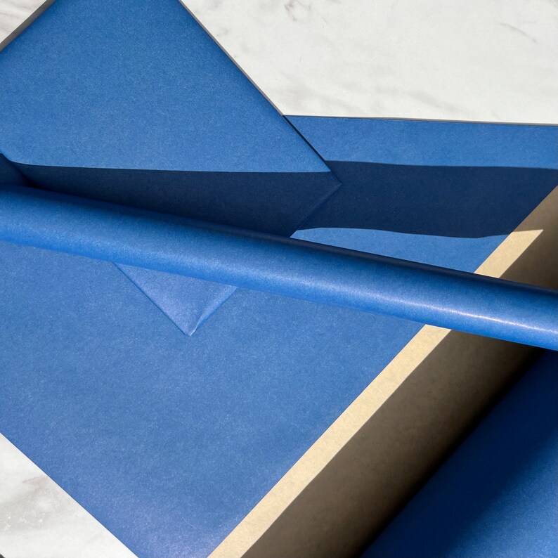 Wrapping Paper Marino Blue 50CM Wide Eco Friendly, 100% Recycled Kraft ...