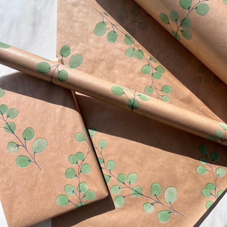 Wrapping Paper Eucalyptus Stems Leaves 50CM Wide Eco Friendly, 100% ...