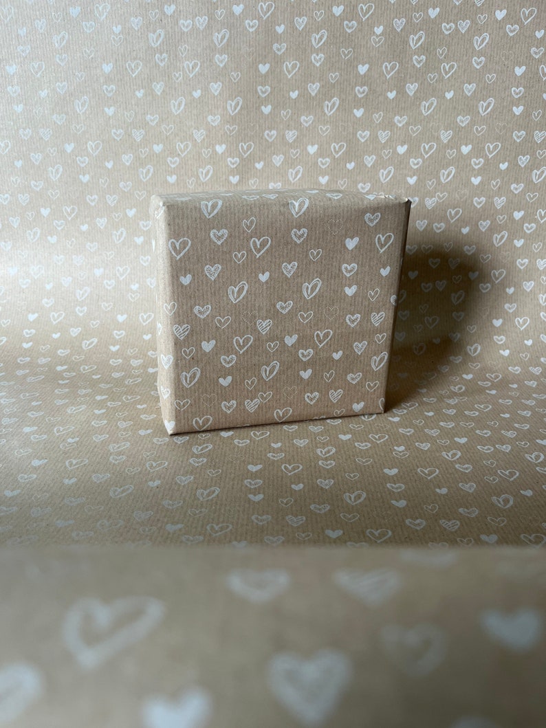 Wrapping Paper White Hearts Print 50CM Wide Eco Friendly, 100% Recycled ...