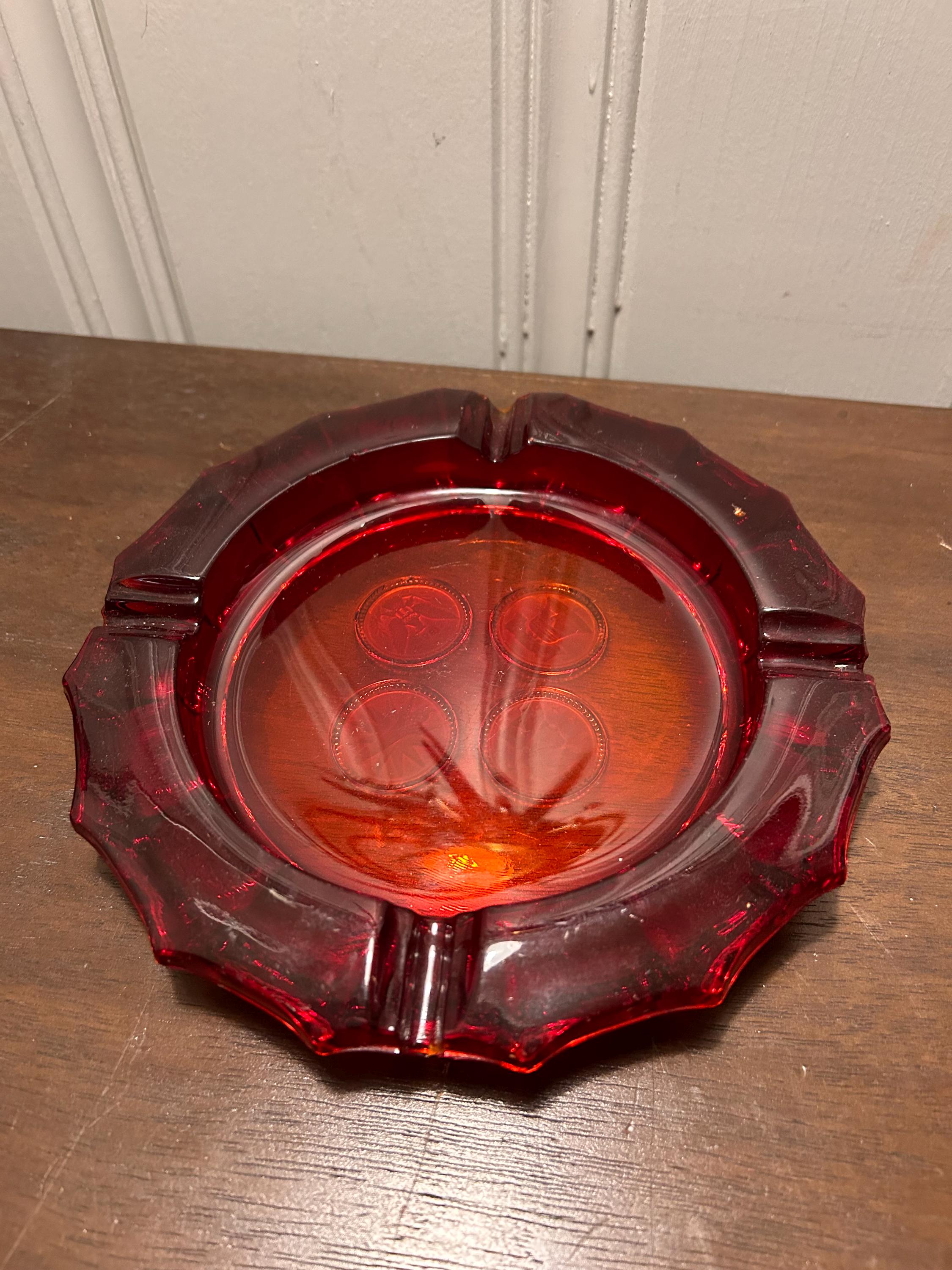 Vintage Fostoria Coin Glass Ruby Ashtray - Etsy