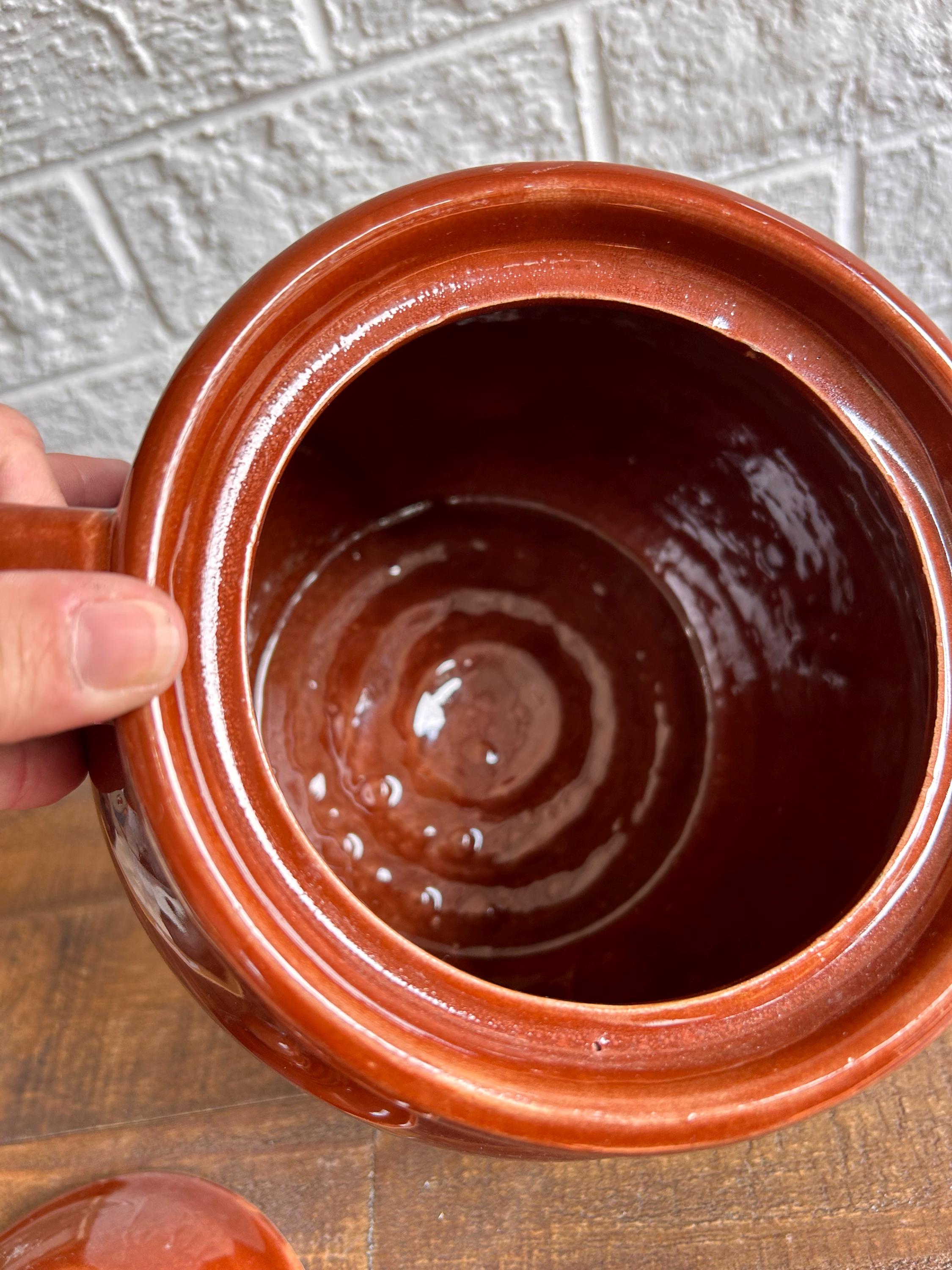 Vintage Redware Crock/bean Pot - Etsy