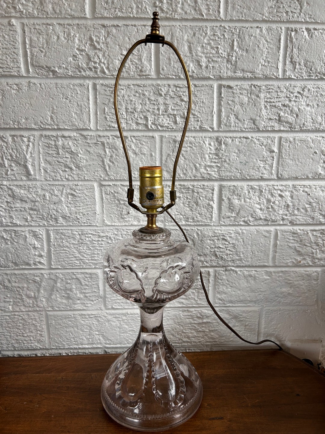 Vintage Clear Glass Zipper Loop Lamp - Converted From an Oil Lamp - Etsy