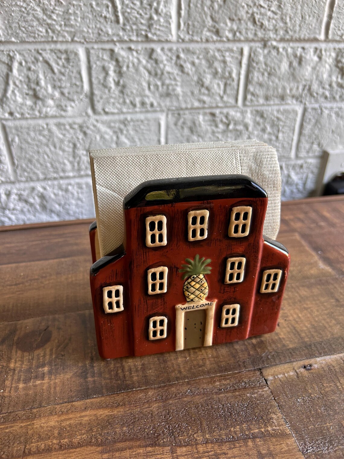 Ceramic Napkin Holder - Primitive House - Welcome - Etsy