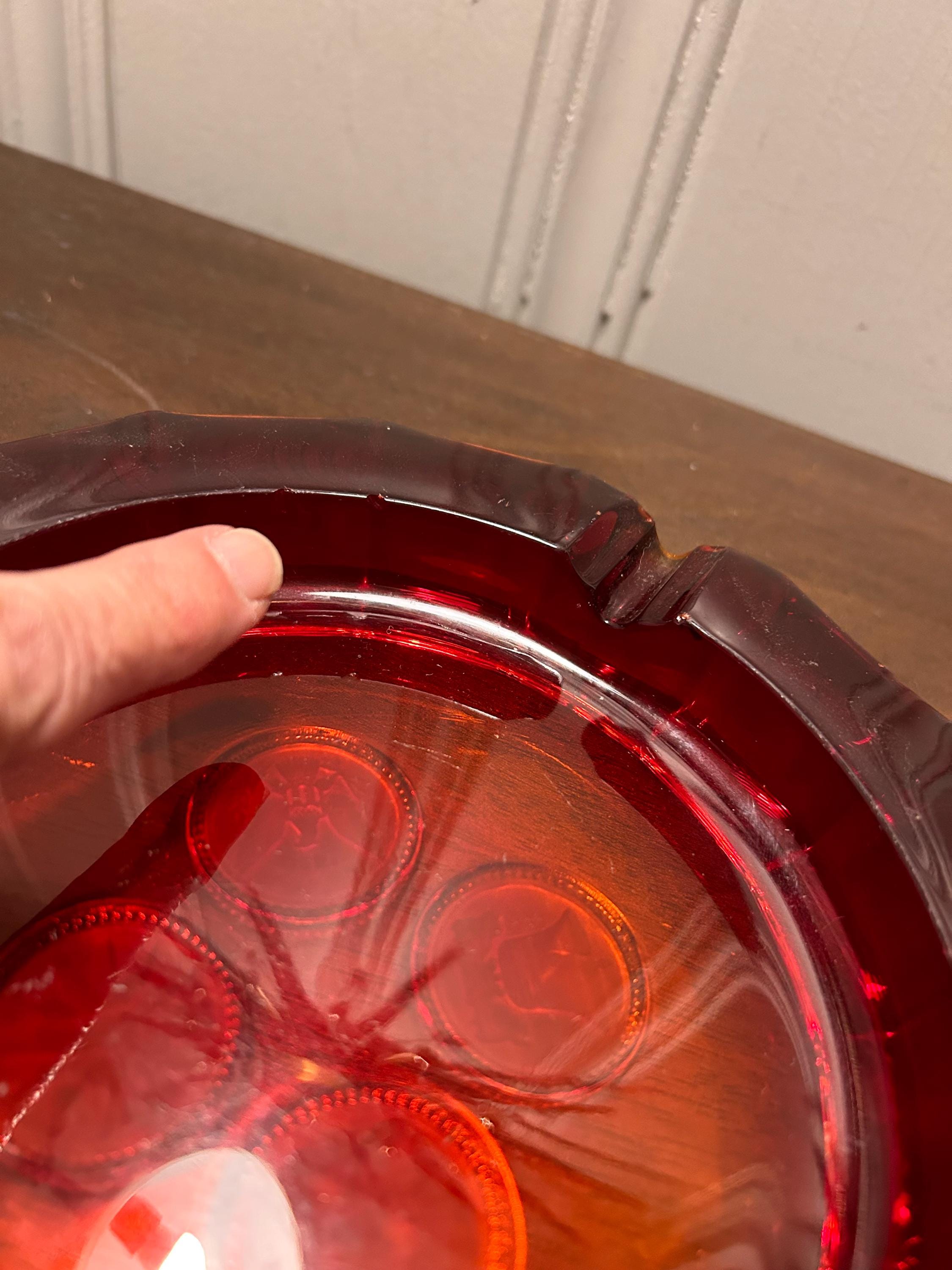 Vintage Fostoria Coin Glass Ruby Ashtray - Etsy
