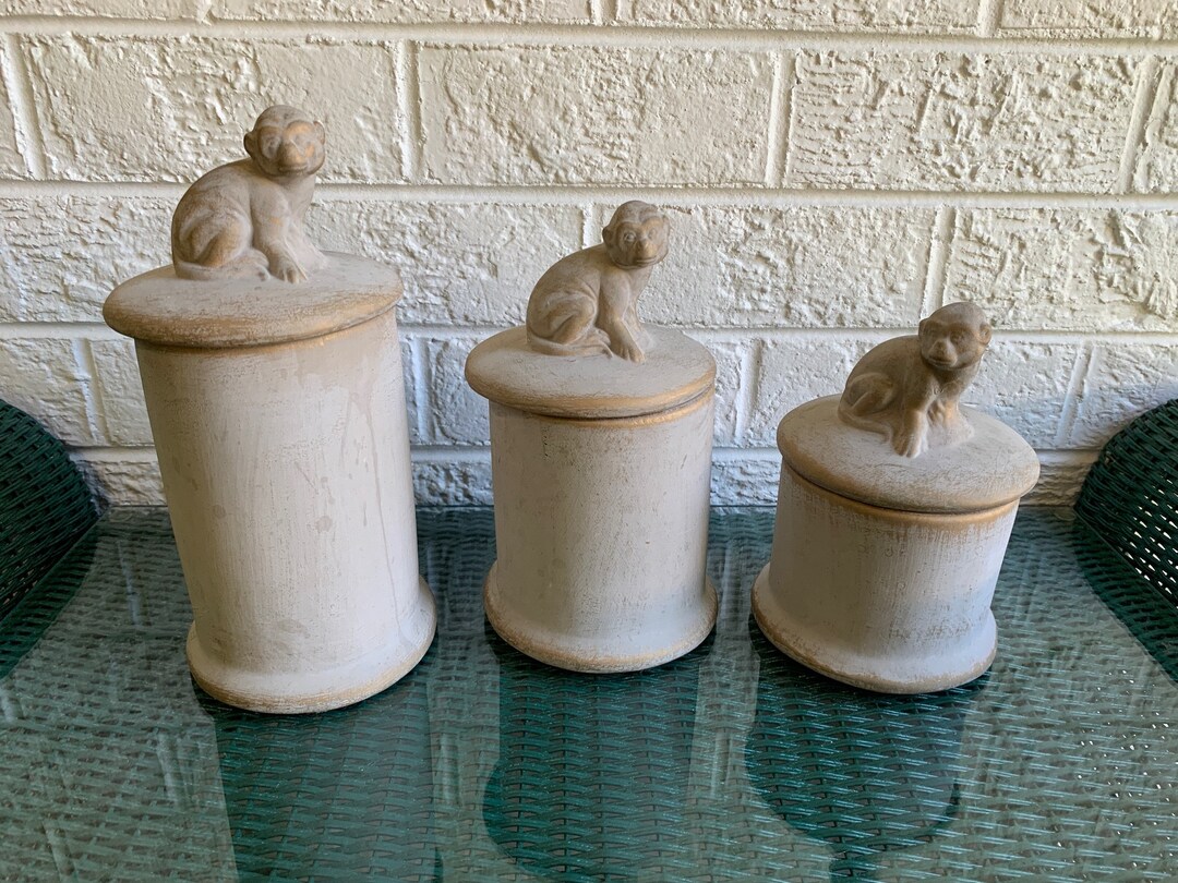 Vintage Pottery Monkey Canisters Made in Mexico - Etsy