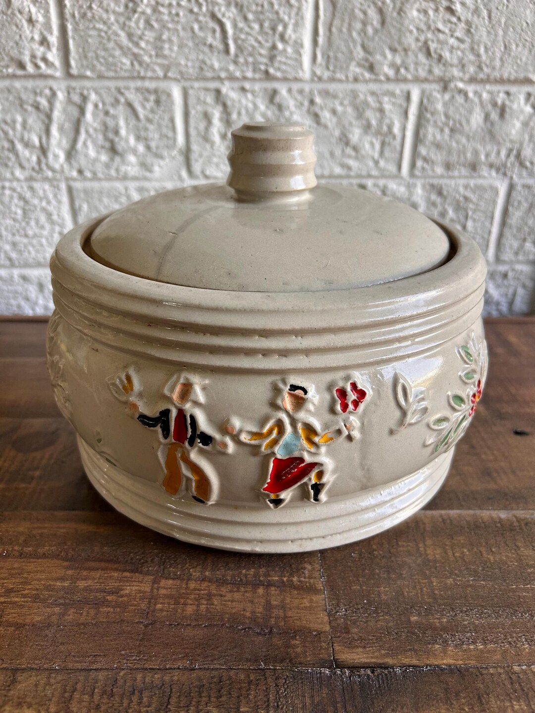 Vintage Red Wing Pottery Dancing Peasants Cookie Jar/munch Jar - Etsy