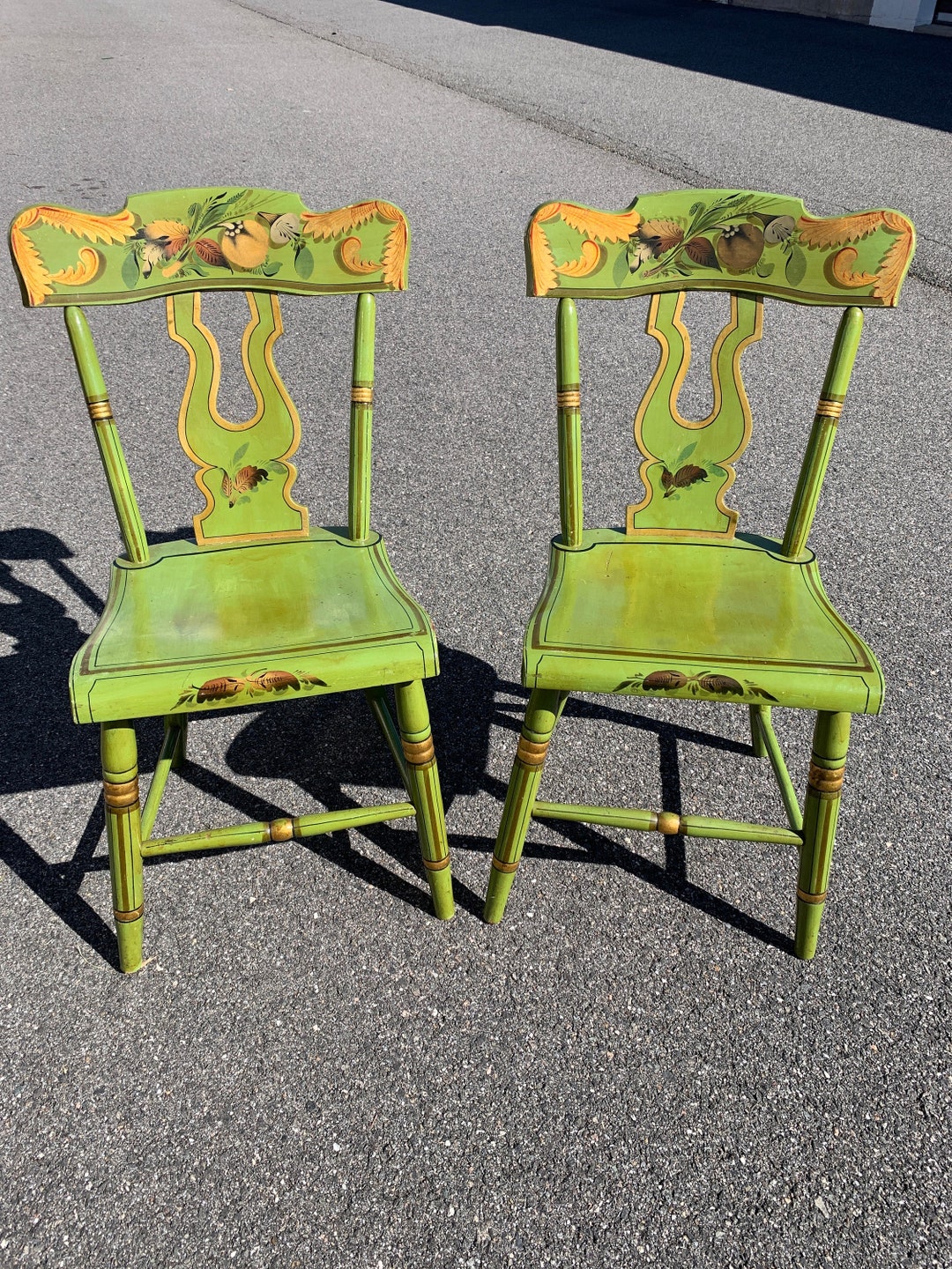 Pair of John Swint Apple Green Chairs - Etsy