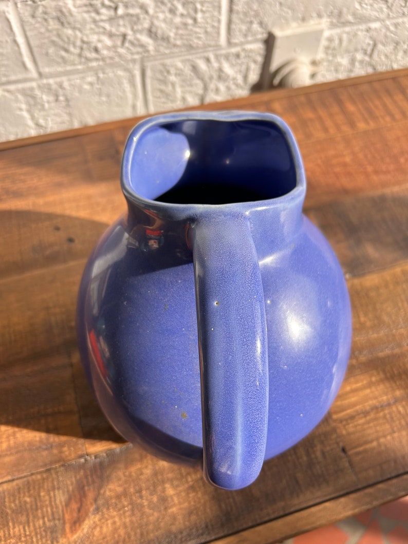 Vintage USA Hall Pottery Pitcher in Blue - Etsy