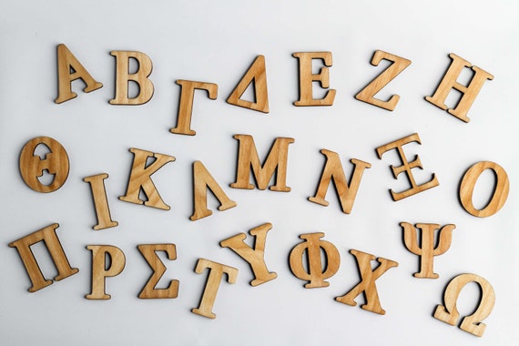 Wooden Greek Alphabet Set Handmade Wood Letters Montessori | Etsy