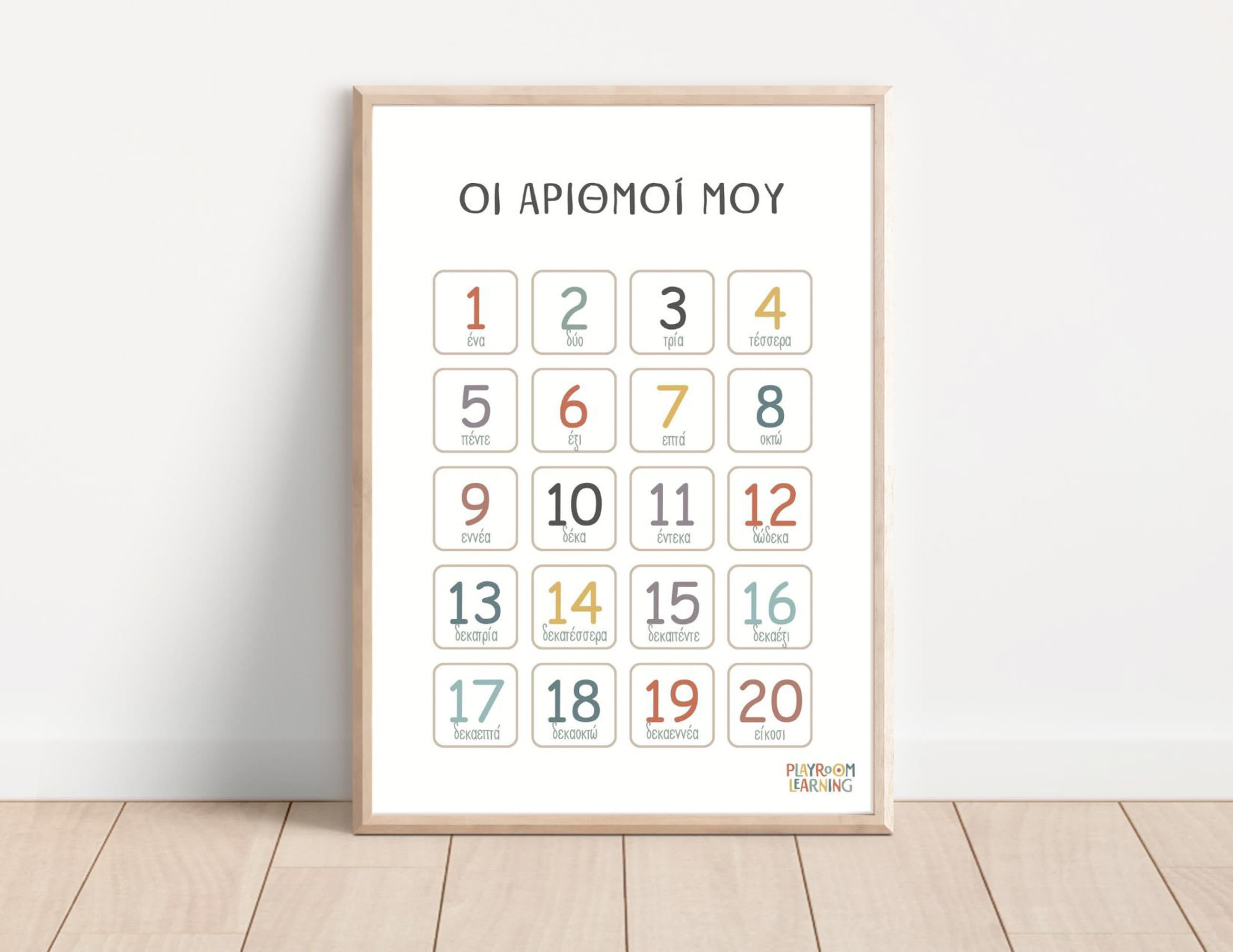 Greek Numbers Poster for Nursery, Kids Bedroom, Playroom - Etsy