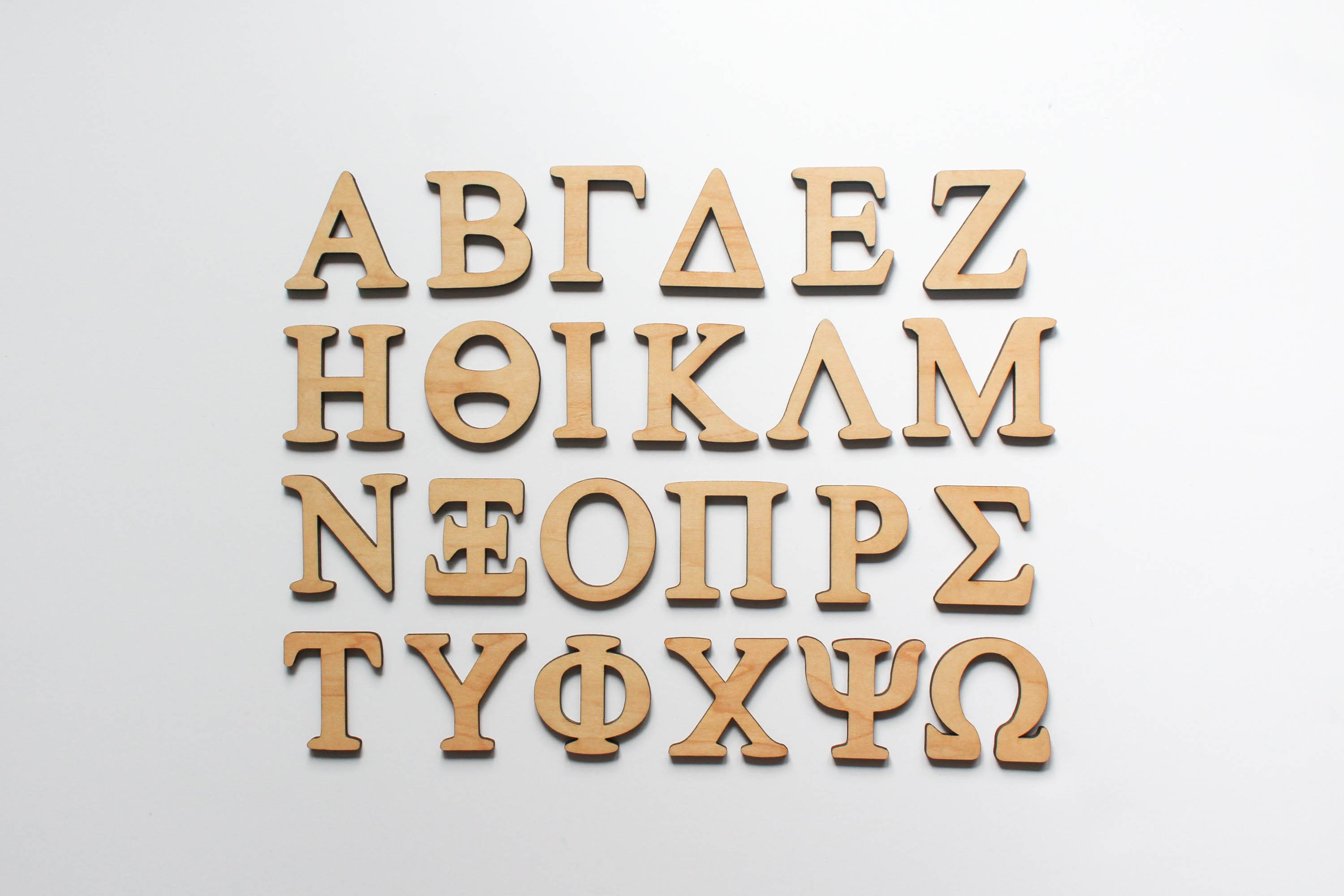 Wooden Greek Alphabet Set, Handmade Wood Letters, Montessori Inspired ...