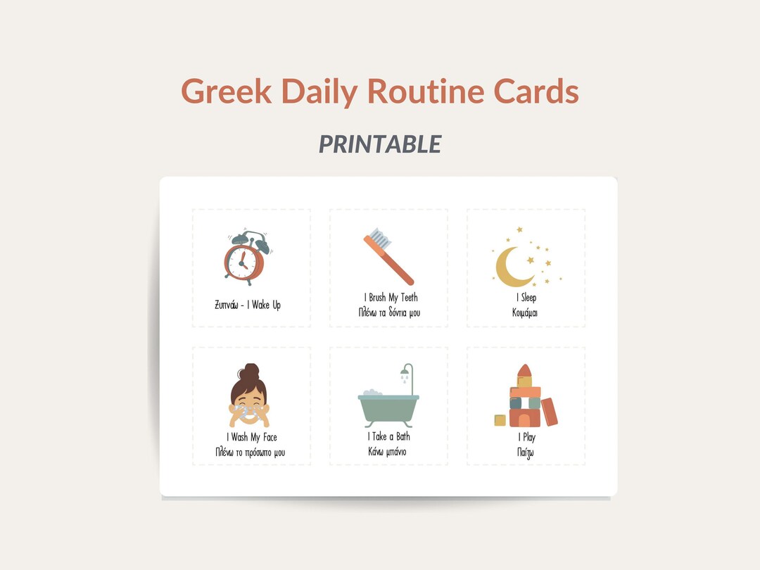 Greek Daily Routine Cards, Printable Toddler Routine, Homeschool ...