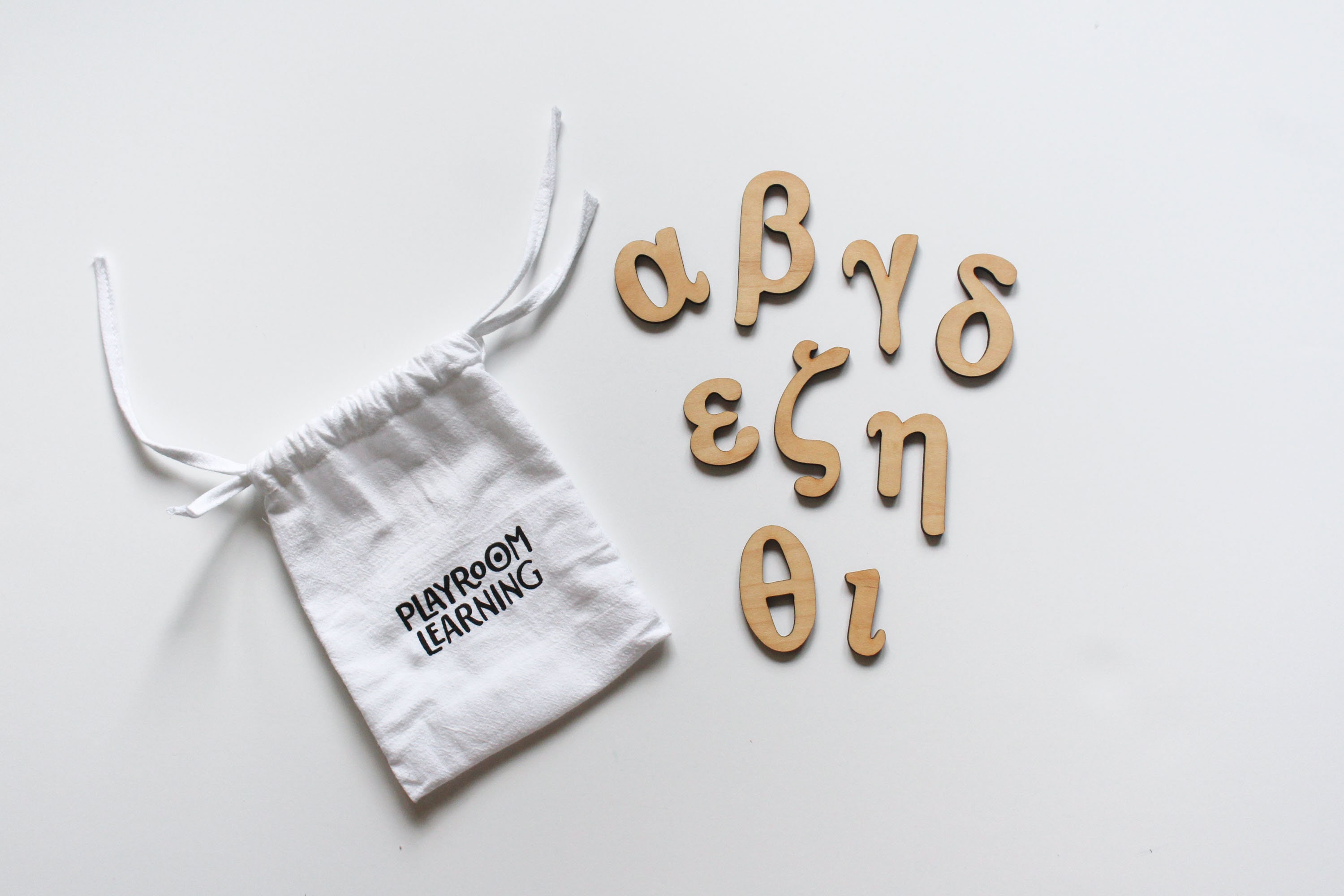 Wooden Greek Alphabet Set, Handmade Wood Letters, Montessori Inspired ...