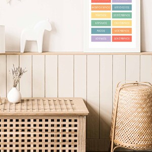 Greek Months Poster, PRINTABLE Wall Art, Classroom Educational Art ...