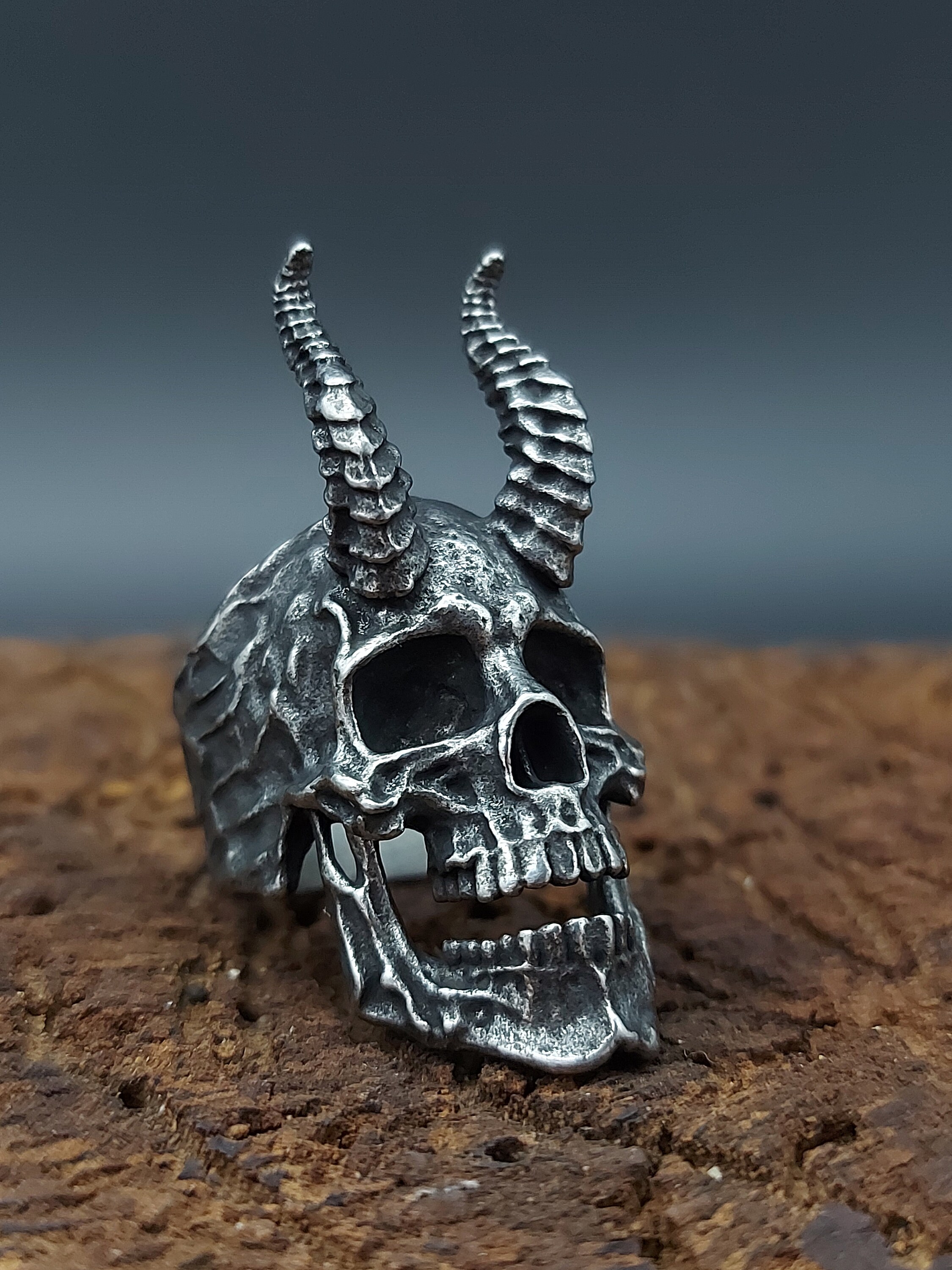 XL Ring Skull Devil Devil Horns Stainless Steel Skull Gothic Biker ...