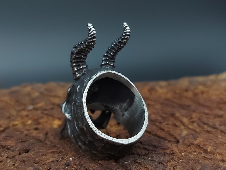 XL Ring Skull Devil Devil Horns Stainless Steel Skull Gothic Biker ...