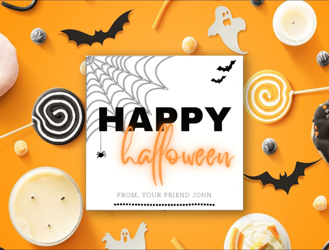 Happy Halloween Editable Template, Happy Halloween Treat Favor Tags ...