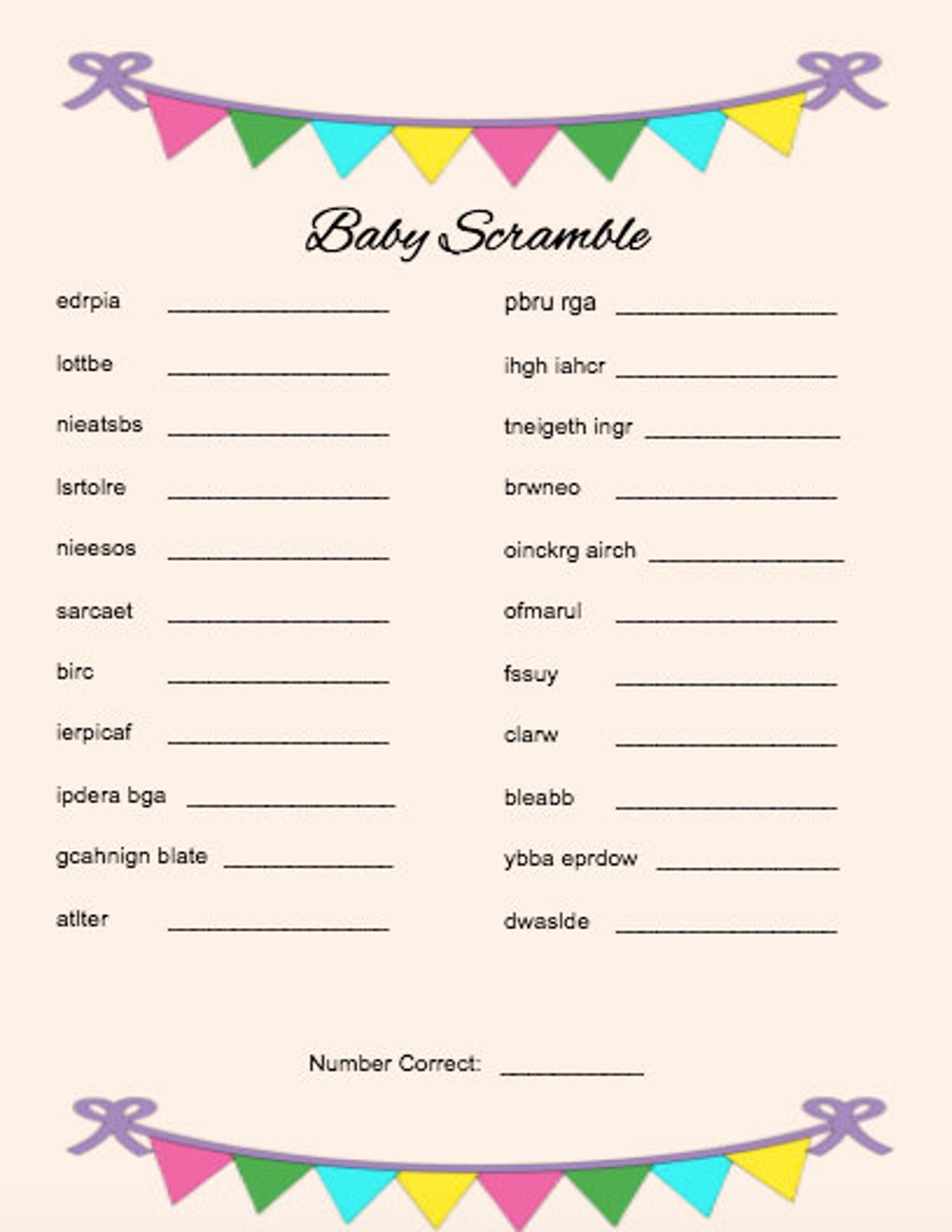 Baby Shower Activity Bundle - Etsy