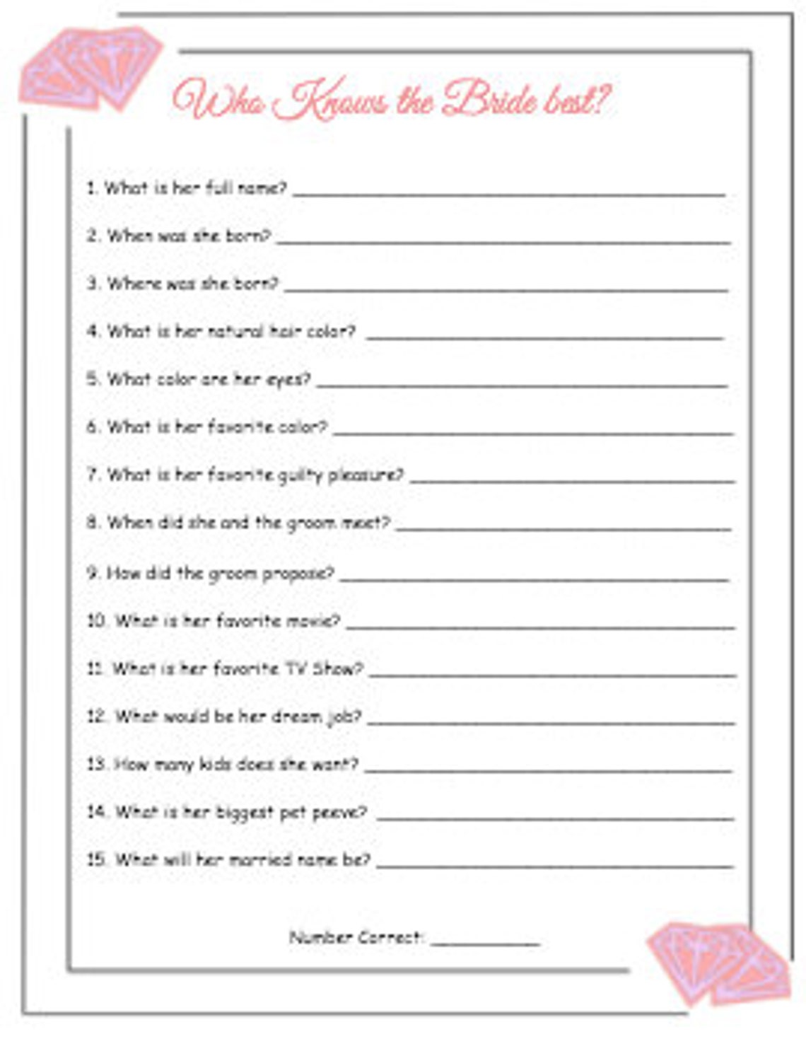 Bridal Shower Activity Bundle - Etsy