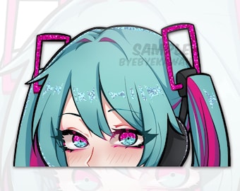 Sakura Miku Holographic Sticker Car Peeker - Etsy