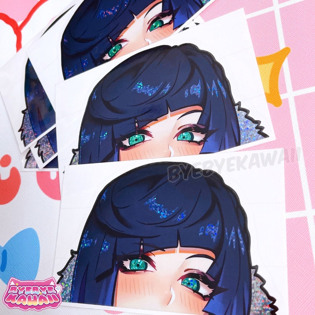 Yelan Glitter Peeker Holographic Car Genshin Impact Sticker - Etsy