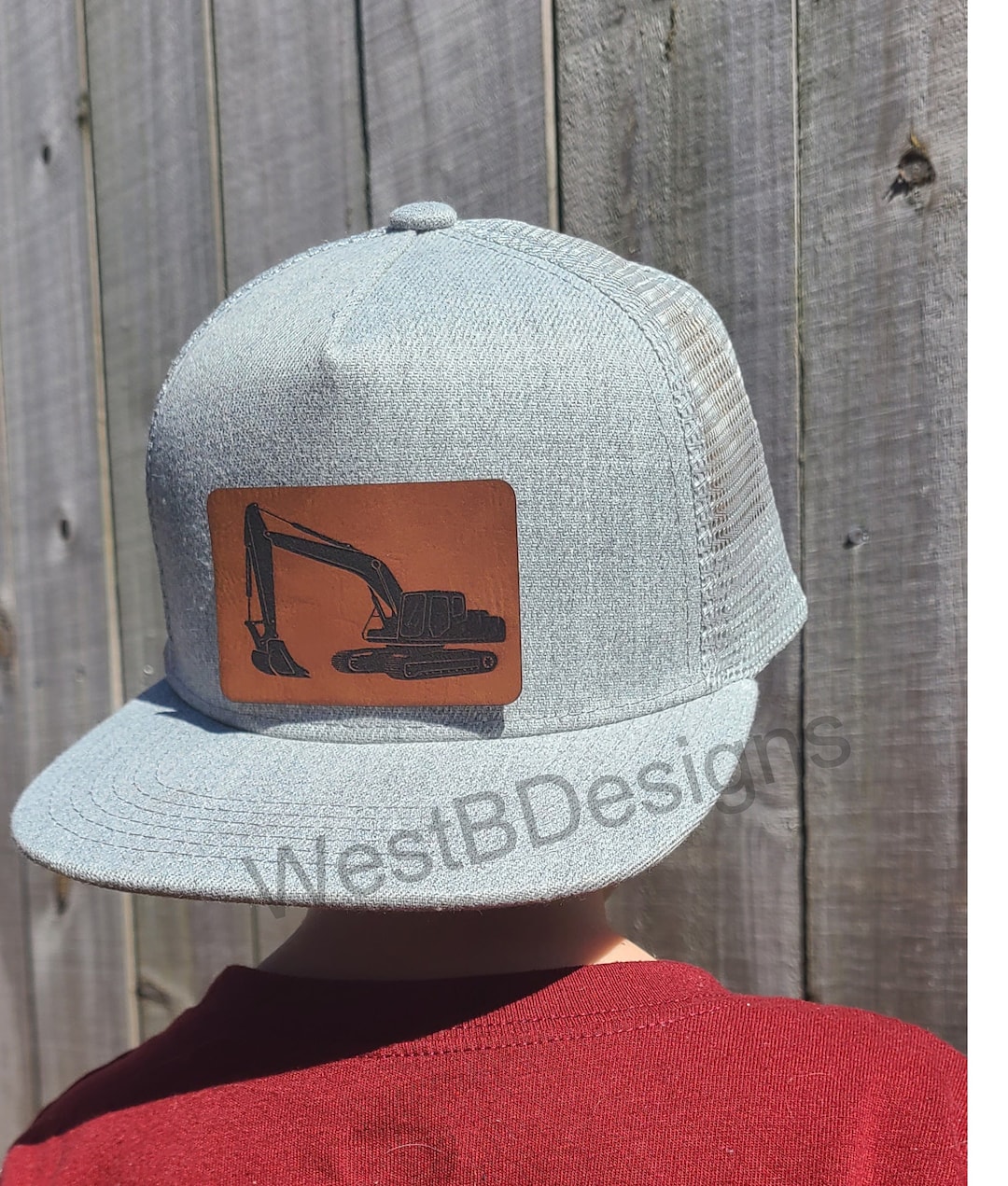 Custom Kids Hat | Custom Leather Patch Hat | Excavator Hat | Infant Toddler Hat | Track Loader ...