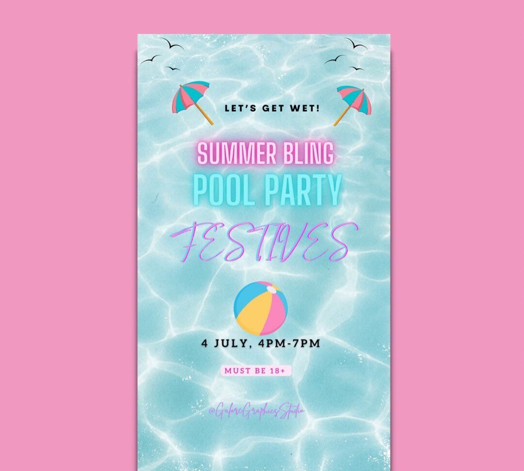 Diy Summer Flyer, Diy Party Flyer, Summer Flyer, Pool Party Flyer, Pool ...