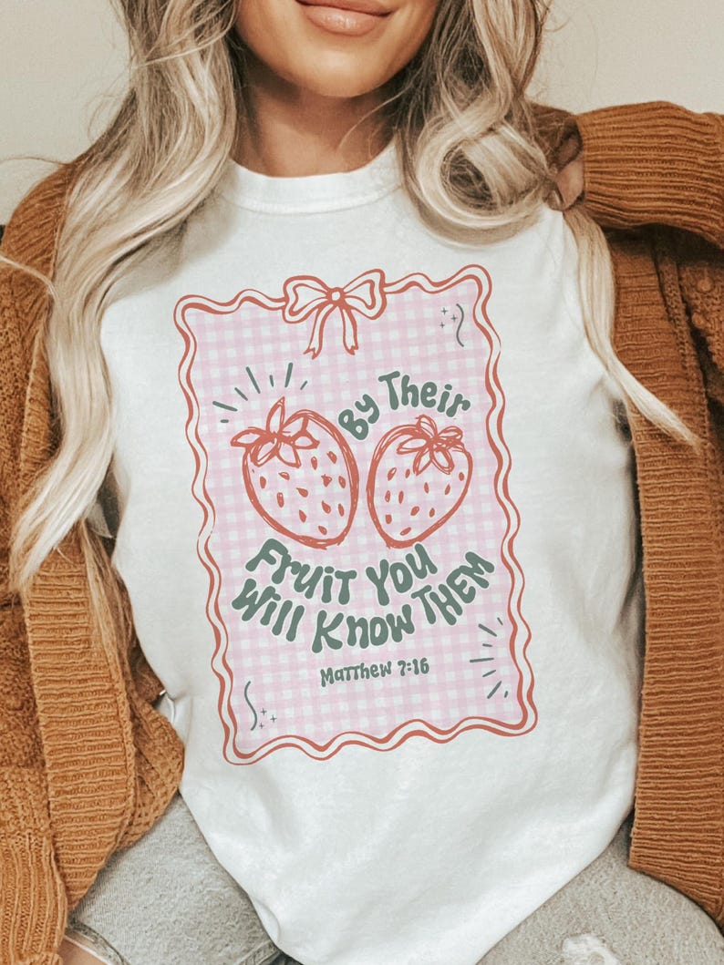 Strawberry Christian T-shirt: Coquette Easter Shirt - Etsy