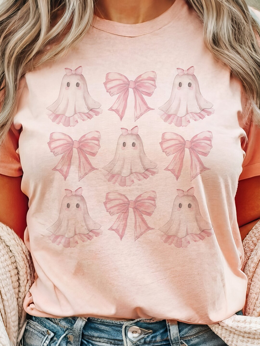 Coquette Halloween, Pink Ghost Halloween, Cute Fall Tshirt, Coquette ...