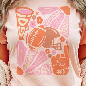 Retro Pink Football T-shirt: Preppy Game Day Unisex Tee - Etsy
