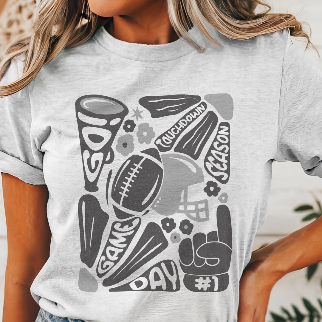 Preppy Football Tshirt, Retro Black and Gray Football Tshirt, Football ...