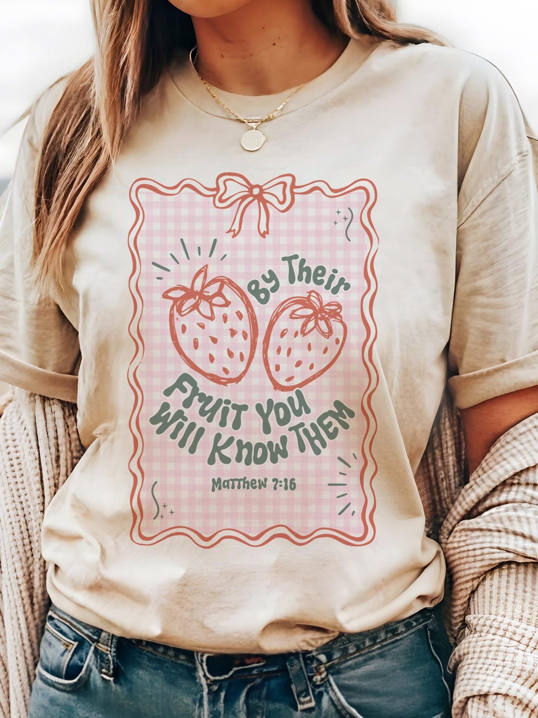 Strawberry Christian T-shirt: Coquette Easter Shirt - Etsy