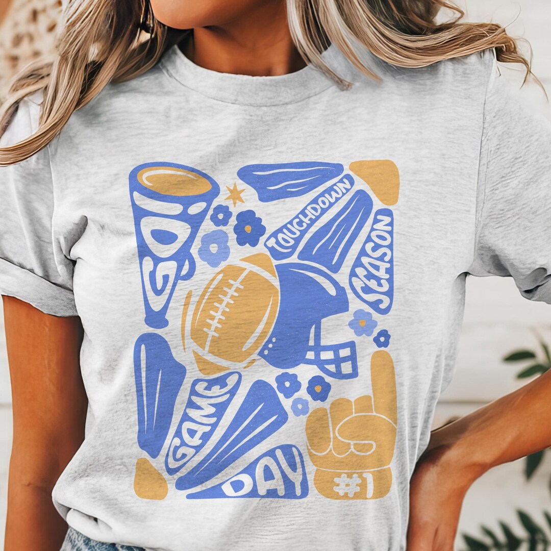 Blue & Gold Game Day Football Shirt | Retro Game Day T-shirt | Unisex ...