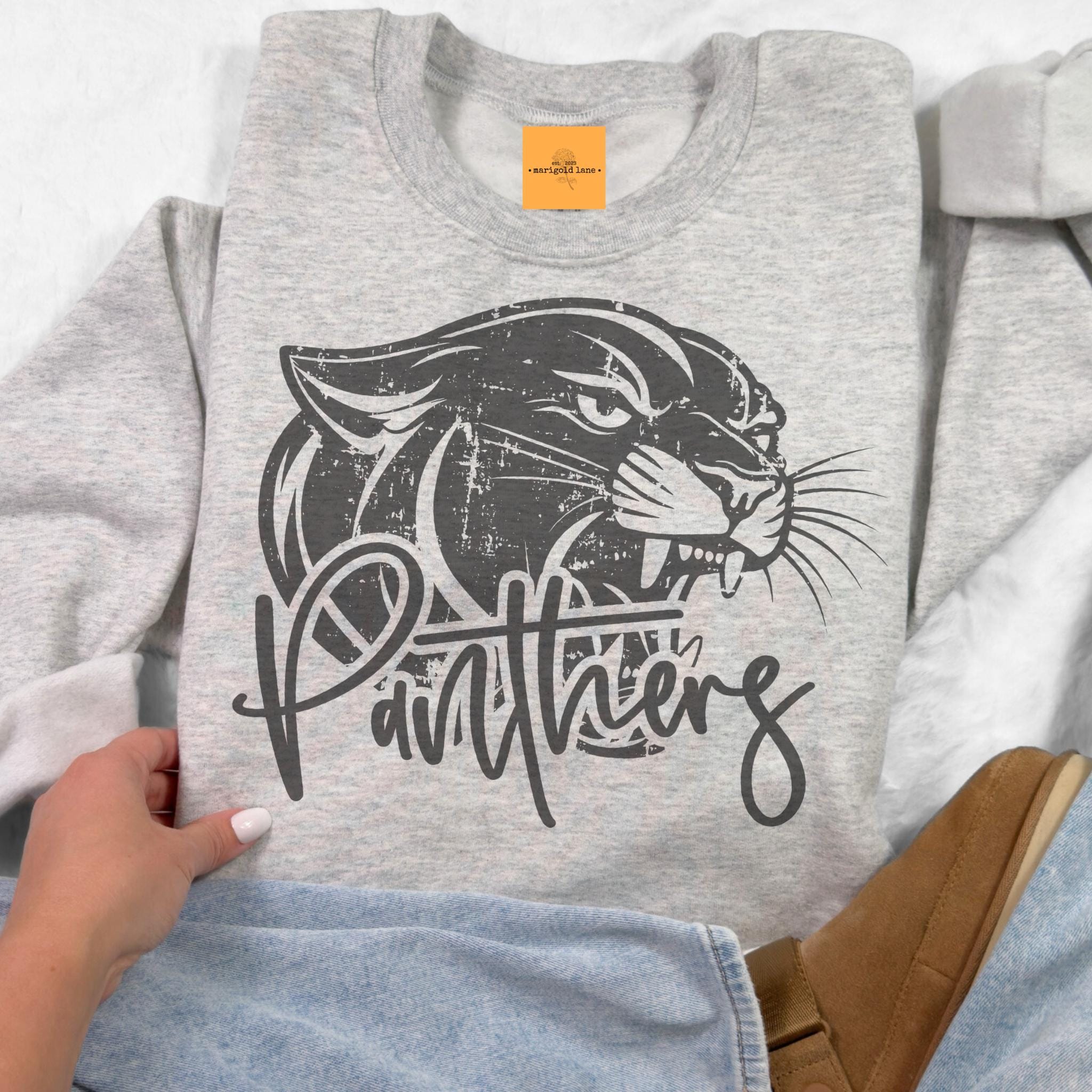 Panthers Sweatshirt | Vintage Mean Panther Head Graphic Crewneck ...