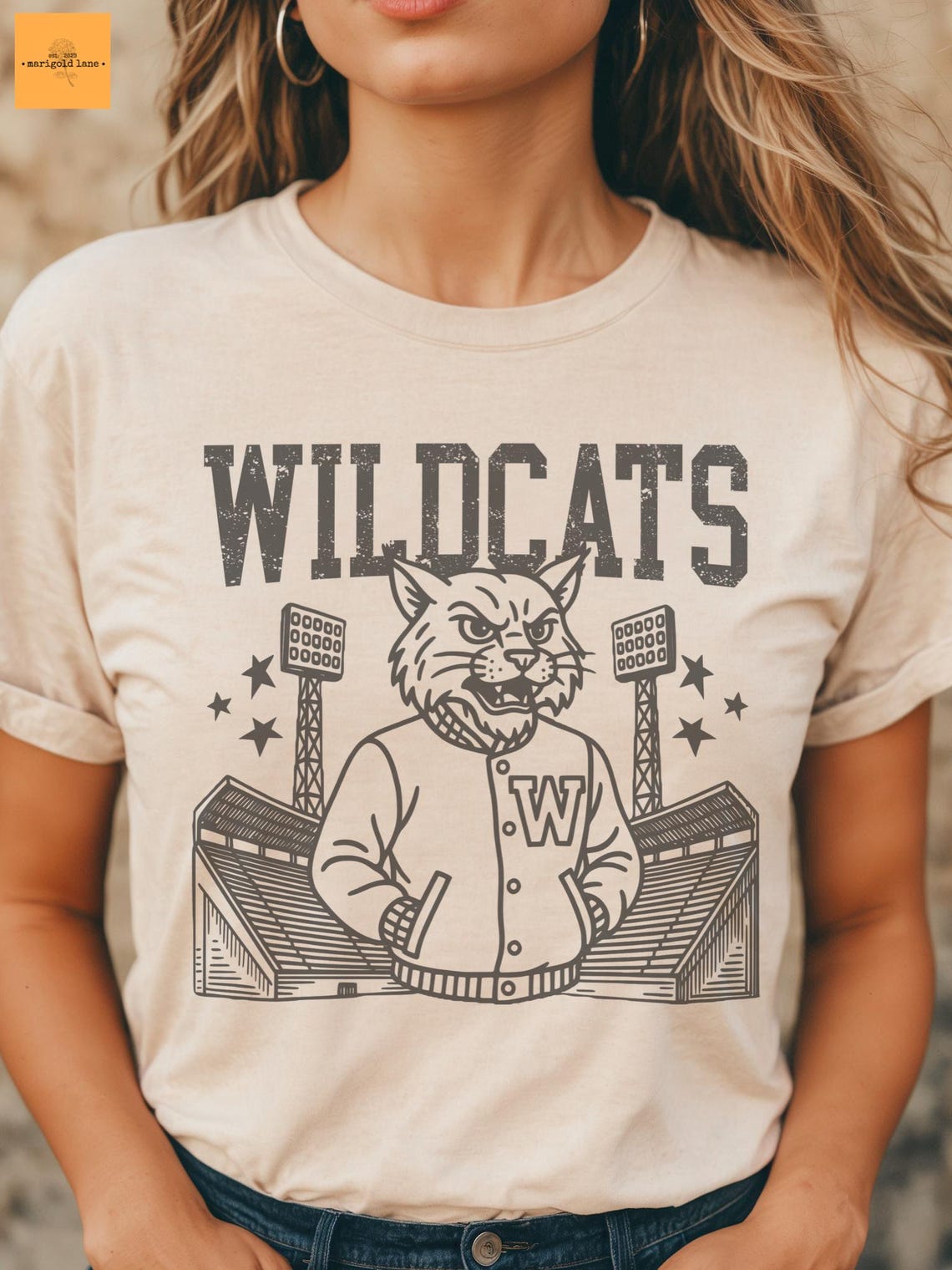 Wildcats T-shirt | Retro Wildcat Mascot Tee | Unisex School Spirit ...