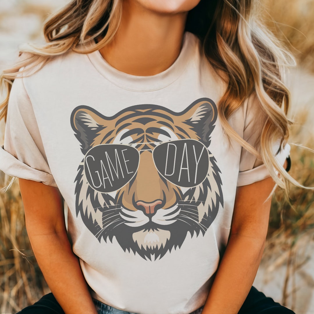 Tiger Game Day Shirt | Retro Tiger With Game Day Sunglasses Mascot T ...