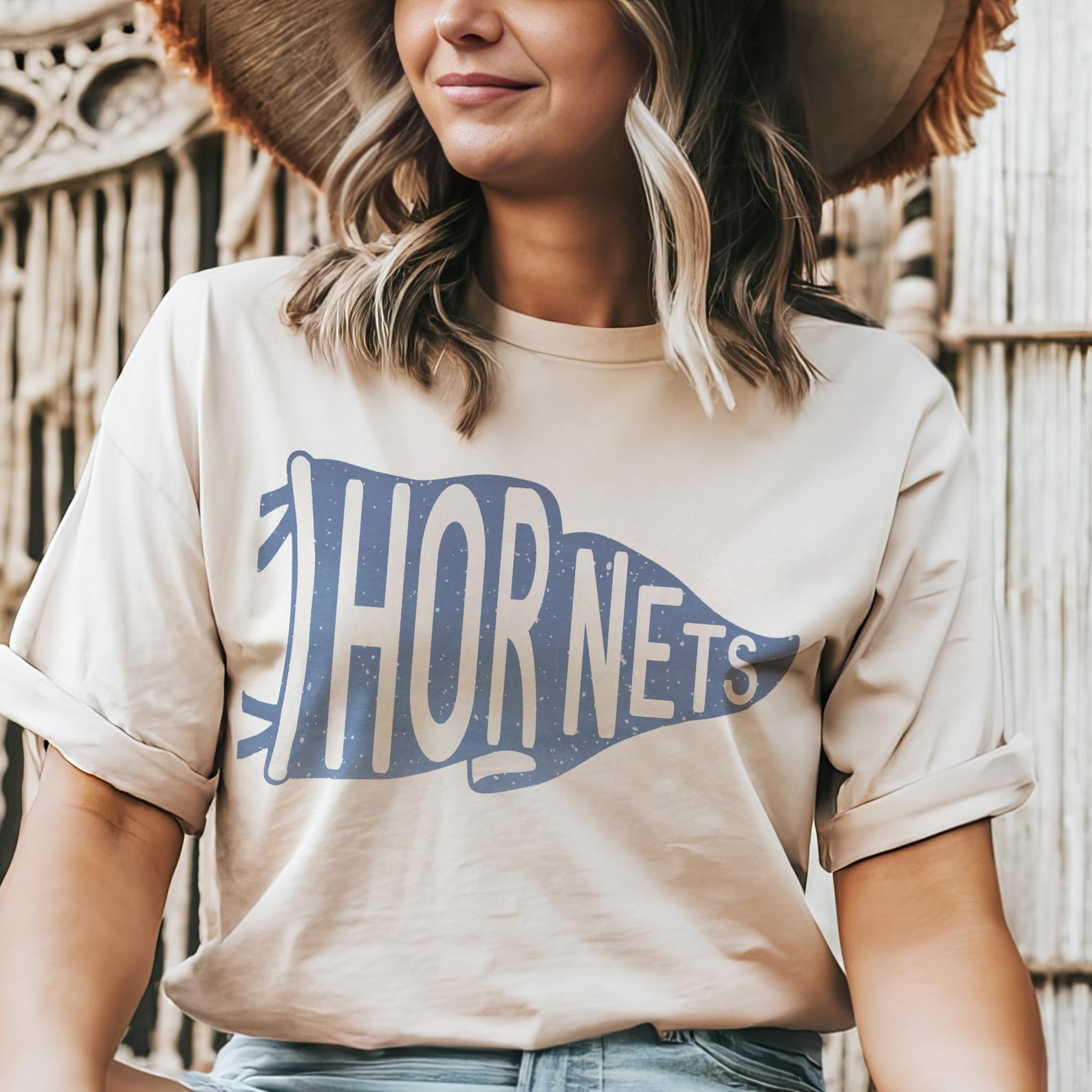 Hornets Pennant Mascot, Hornets Blue & Gold Game Day Football Tshirt ...