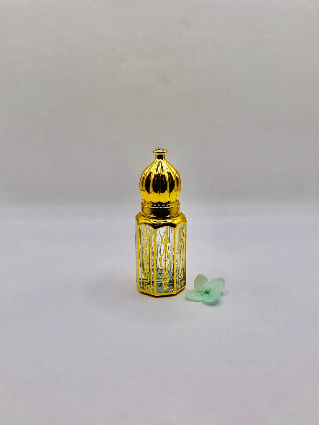Gold Perfume Roller Bottle, 6ml Faceted Crystal Rollerball Refillable ...